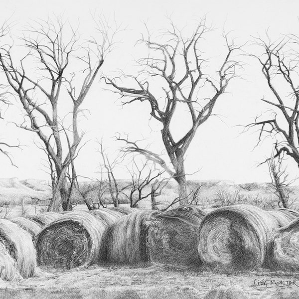 Hay Bale Drawing - Etsy