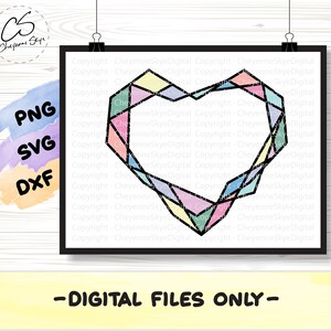 Pastel Geometric Heart .svg .png and .dxf Cut And/or Clipart - Etsy