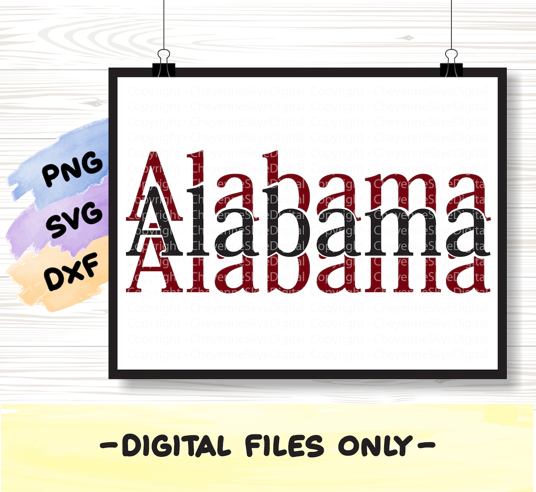 Alabama PNG SVG DXF for Shirt Sublimation Print Clipart. - Etsy