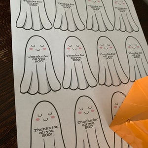 Thanks for All You BOO Cute Ghost Gift Tag for Halloween Printable ...