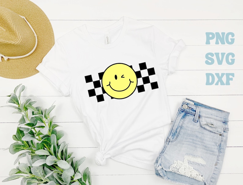 Checkerboard Winking Smiley Svg Png and Dxf Cut Sublimation - Etsy