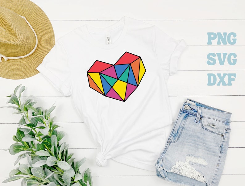 Geometric Heart .svg .png and .dxf Cut And/or Clipart Files - Etsy