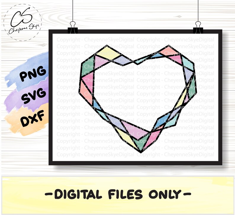 Pastel Geometric Heart .svg .png and .dxf Cut And/or Clipart - Etsy