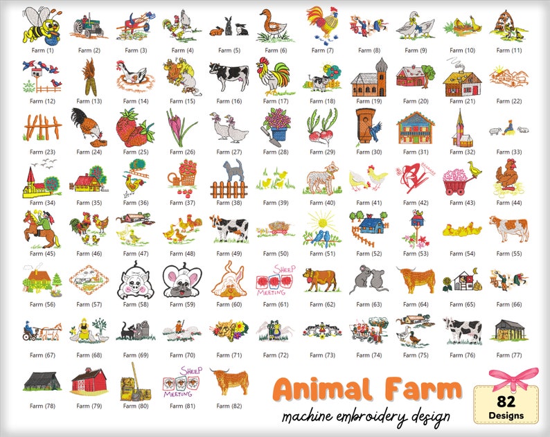 Animal Farm Machine Embroidery Design,safari Embroidery,cute Animals ...