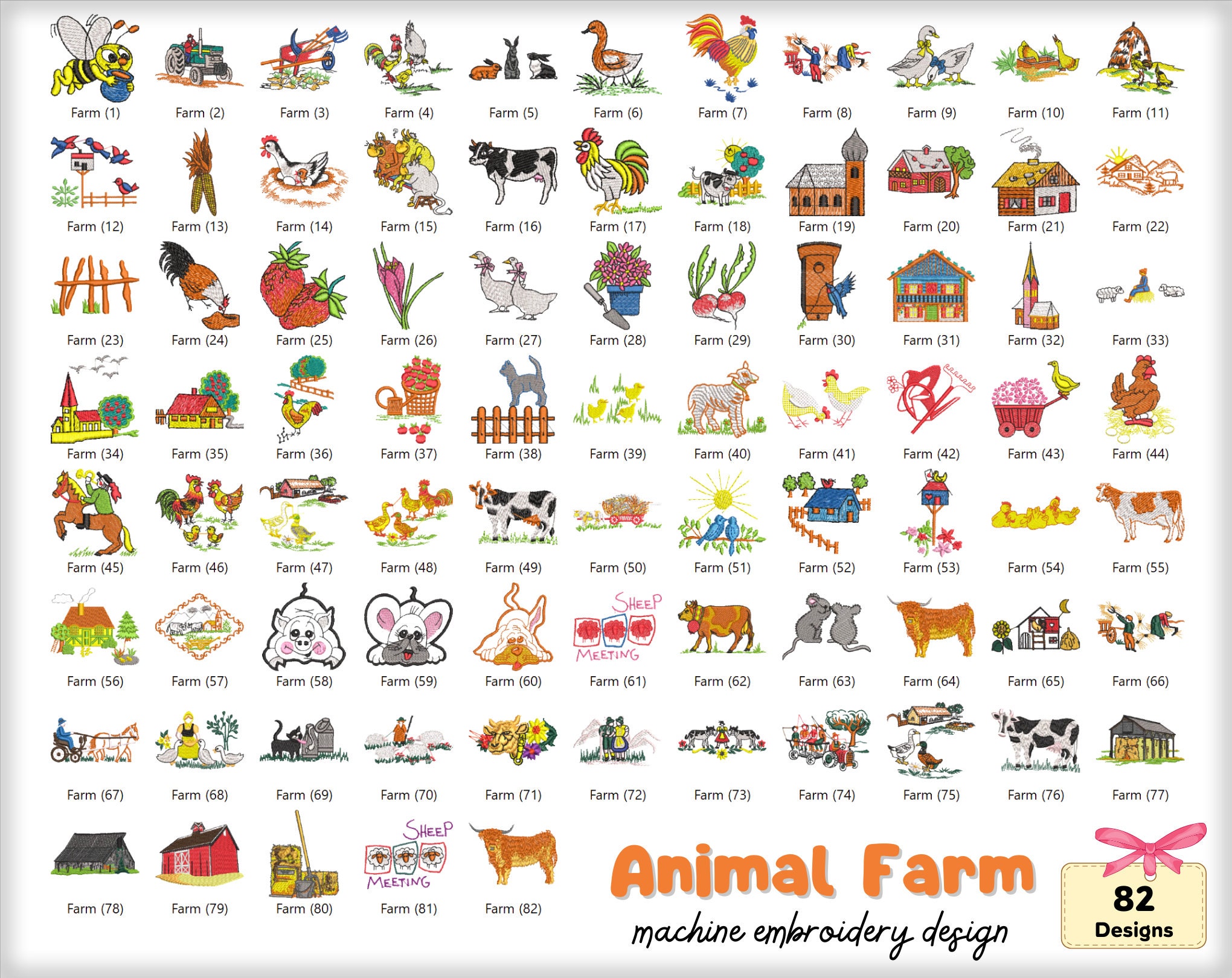 Animal Farm Machine Embroidery Design,safari Embroidery,cute Animals ...