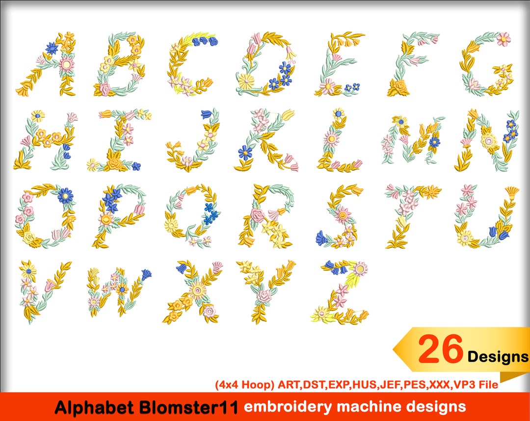 Alphabet Blomster11 Embroidery Machine Designs,floral Embroidery ...