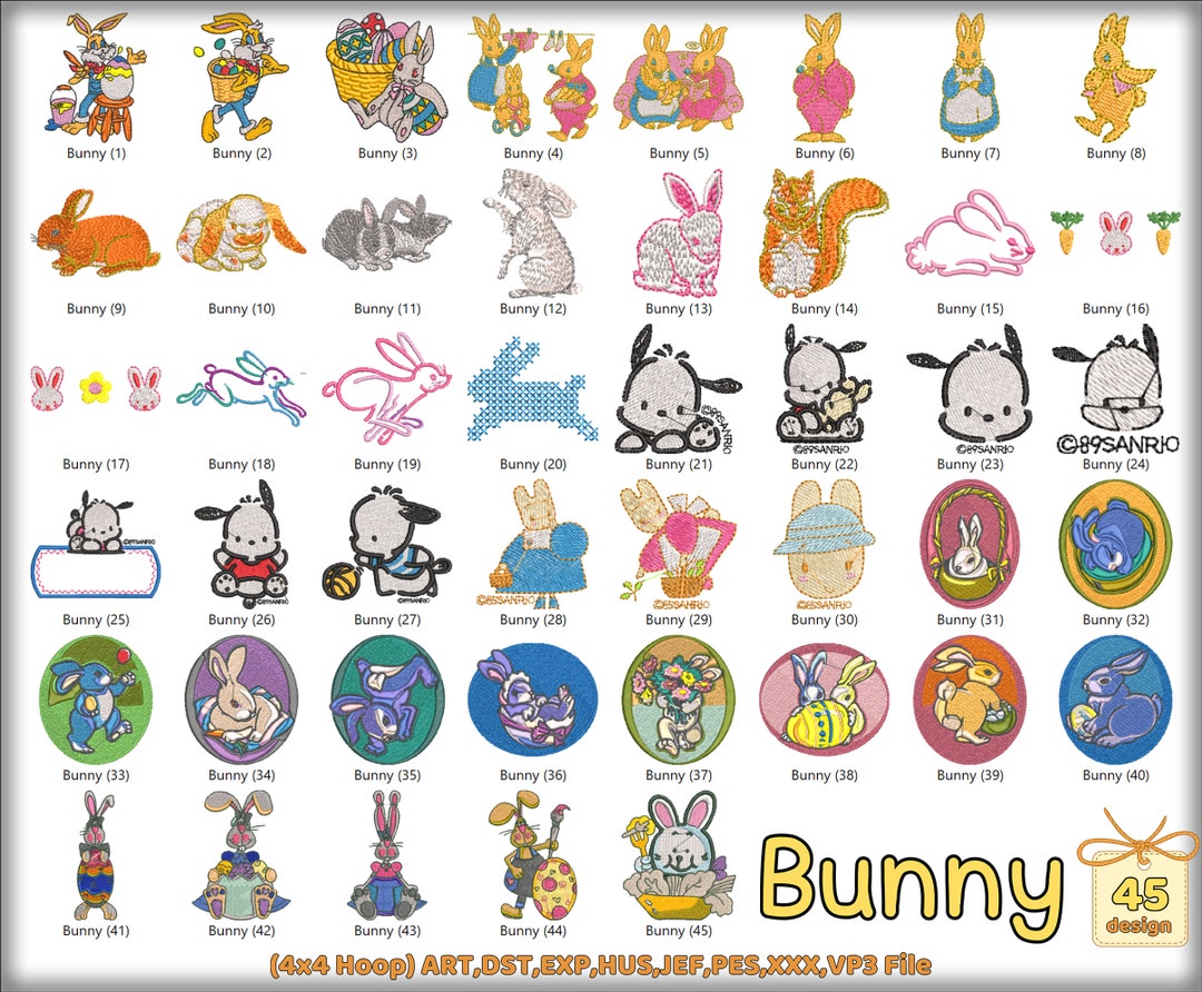 Bunny Embroidery Machine Design,easter Bunny Embroidery,instant ...