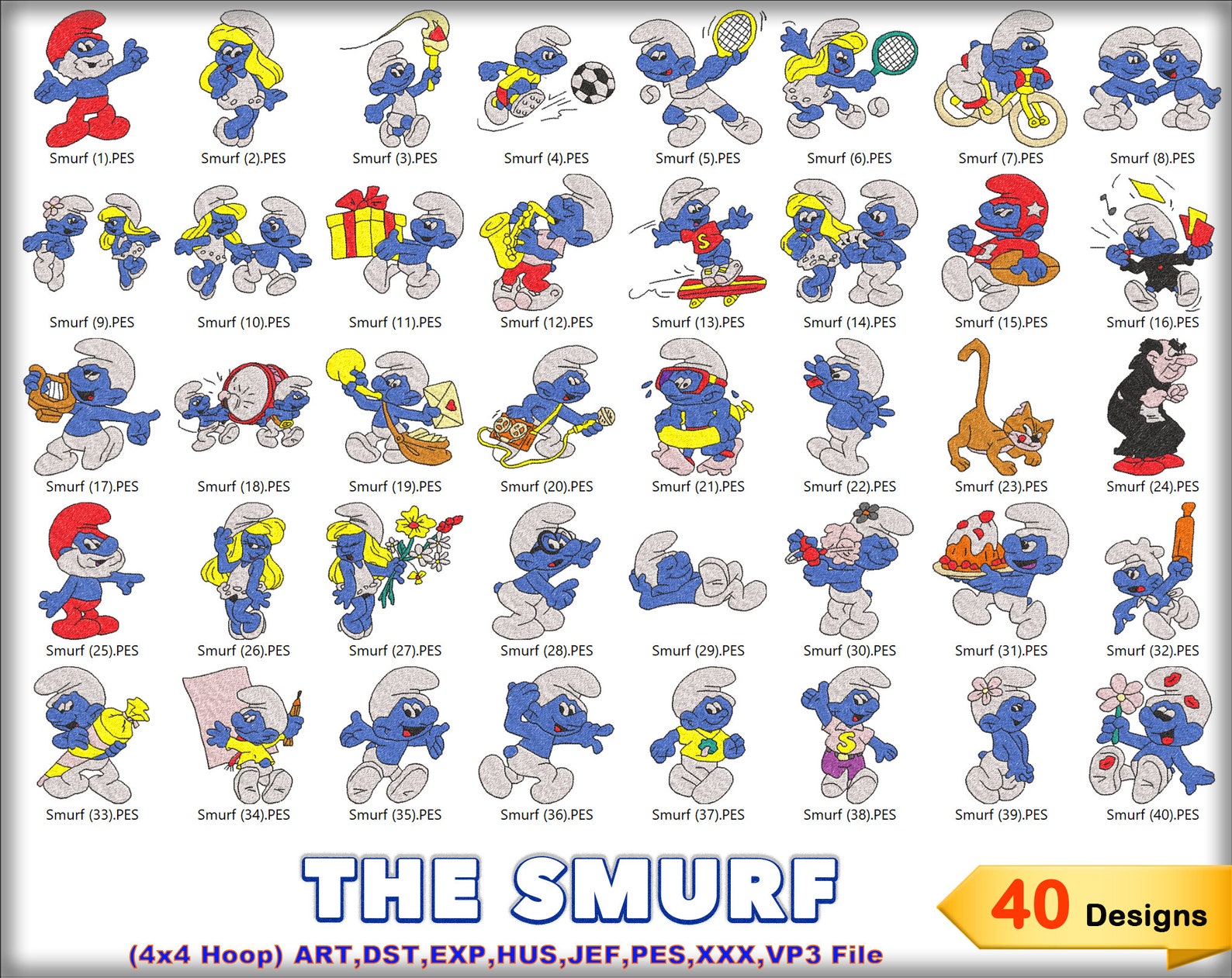 Smurf Machine Embroidery Design,4 Inch Hoop,smurf Embroidery,papa Smurf ...