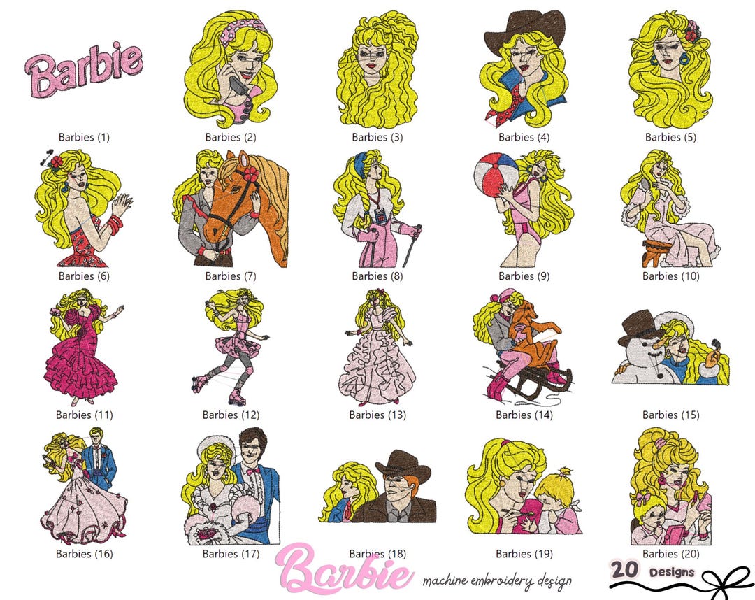 Barbie Machine Embroidery Design,barbie Embroidery,embroidery Designs ...