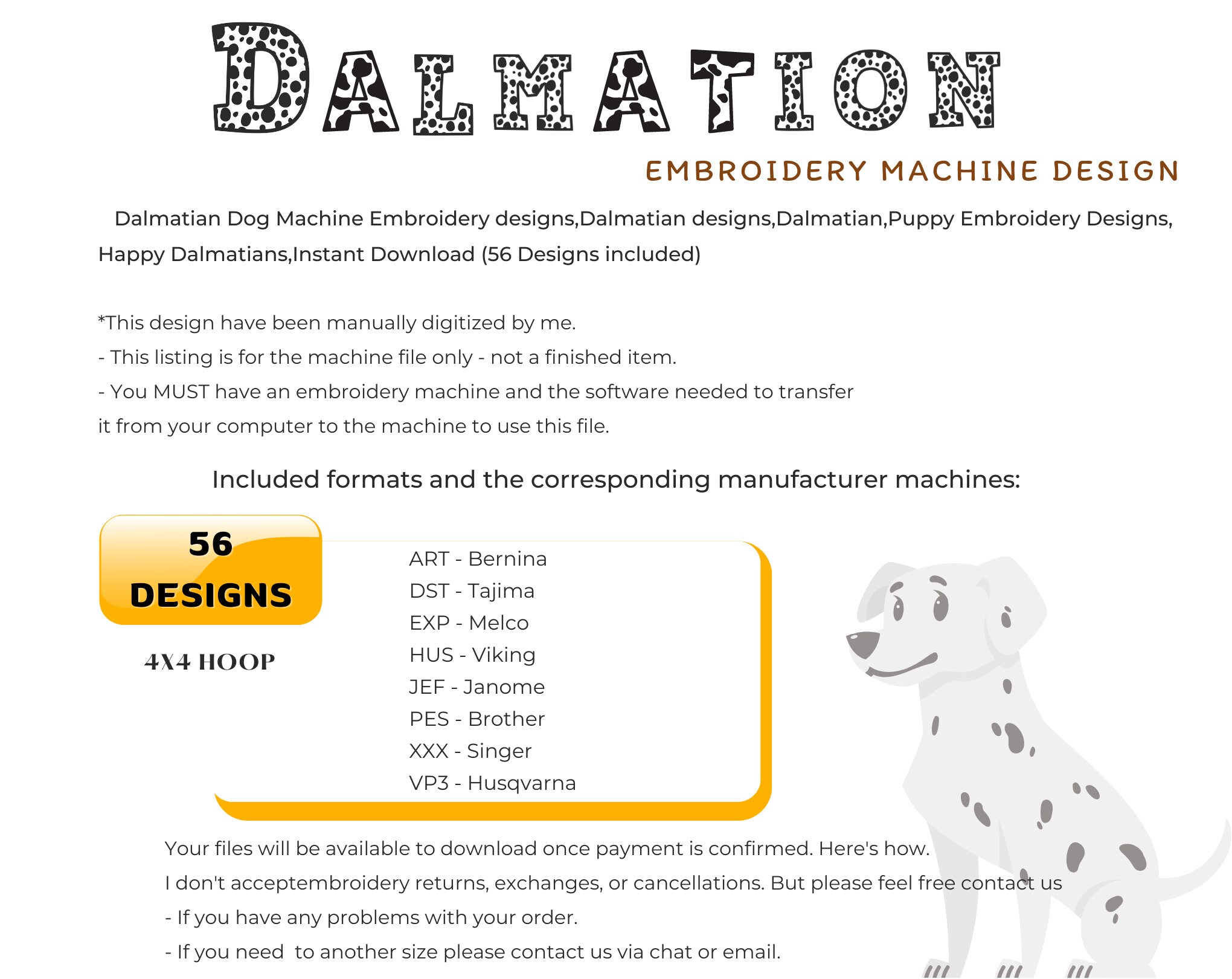 Dalmatian Dog Machine Embroidery Designs,dalmatian Designs,dalmatian ...