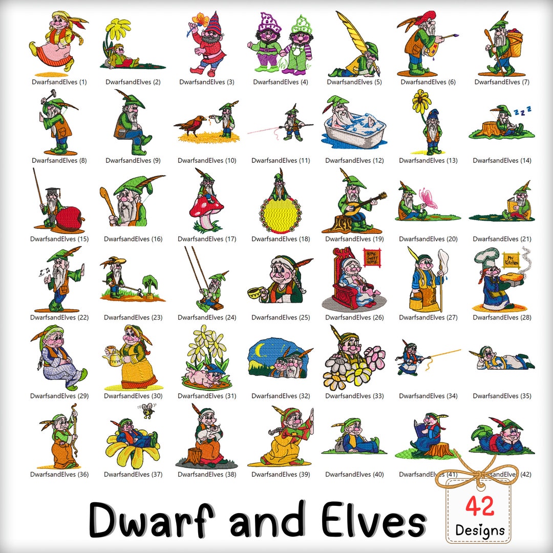 Dwarfs and Elves Embroidery Designs,elves Embroidery Designs ...