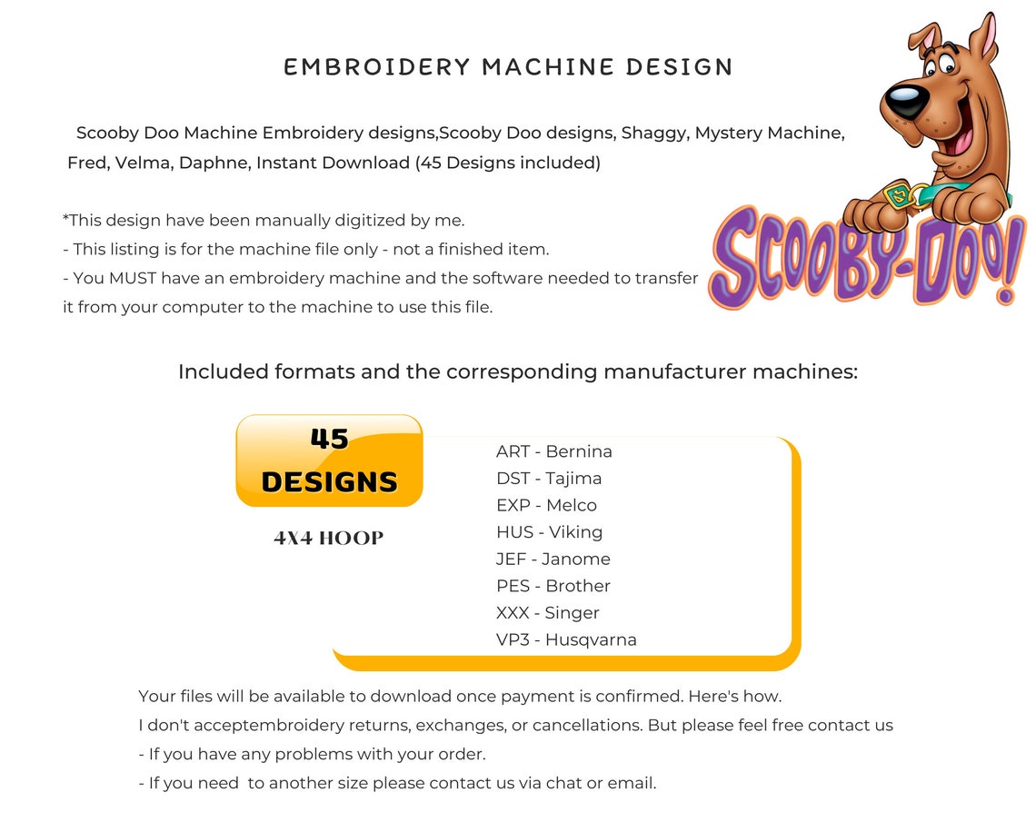 Scooby Doo Machine Embroidery Designsscooby Doo Designs - Etsy