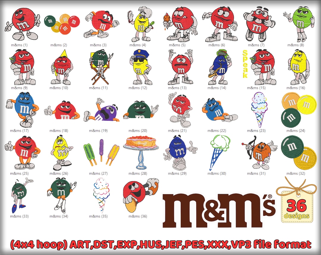 M and MS Machine Embroidery Designs,mm&ms Embroidery,m and Ms Clipart,,instant Download,layered ...