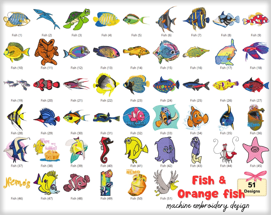Fish Machine Embroidery Design,orange Fish Embroidery,fish Embroideryl ...