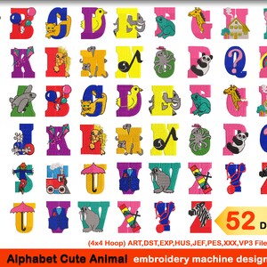 Cute Animal Alphabet Embroidery Designs,monogram Embroidery,embroidery ...