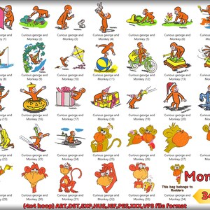 Curious George Machine Embroidery Design,cute Monkey Embroidery,bundle ...