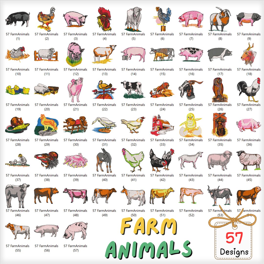 57 Farm Animal Machine Embroidery Designs,animal Embroidery,farm ...