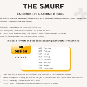 Smurf Machine Embroidery Design,4 Inch Hoop,smurf Embroidery,papa Smurf ...