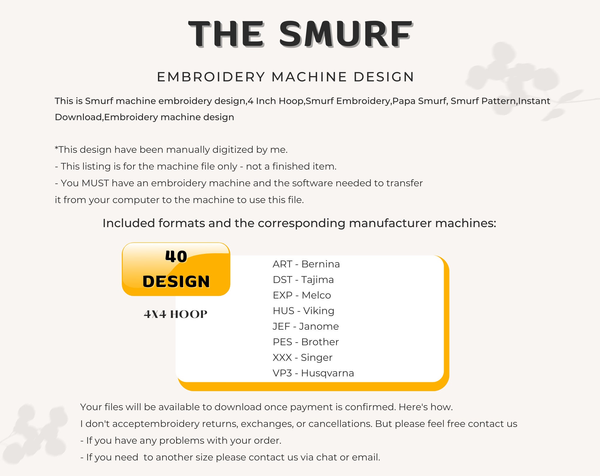 Smurf Machine Embroidery Design,4 Inch Hoop,smurf Embroidery,papa Smurf ...