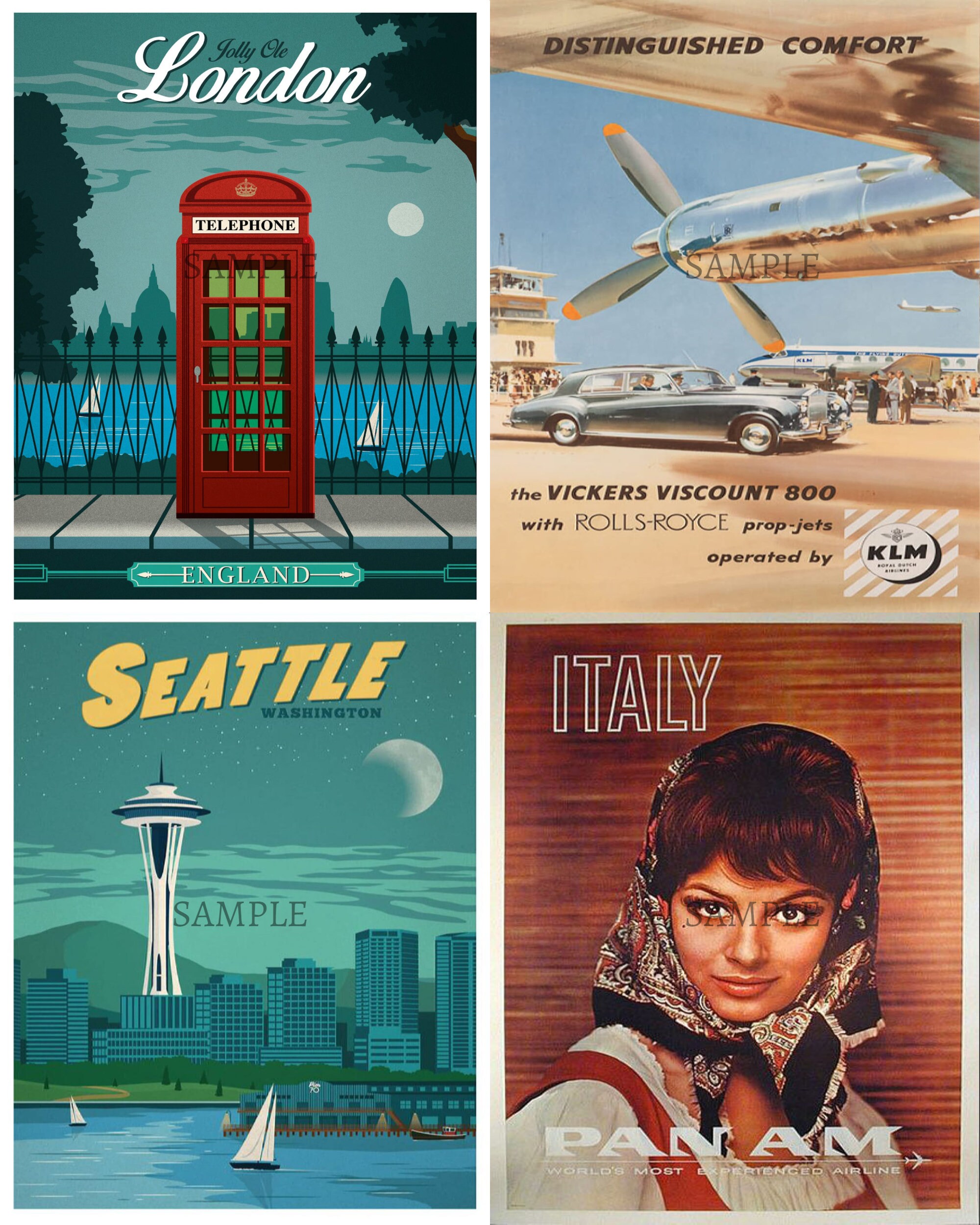 24 Vintage Travel Poster Images / Digital Download / Commercial Use ...