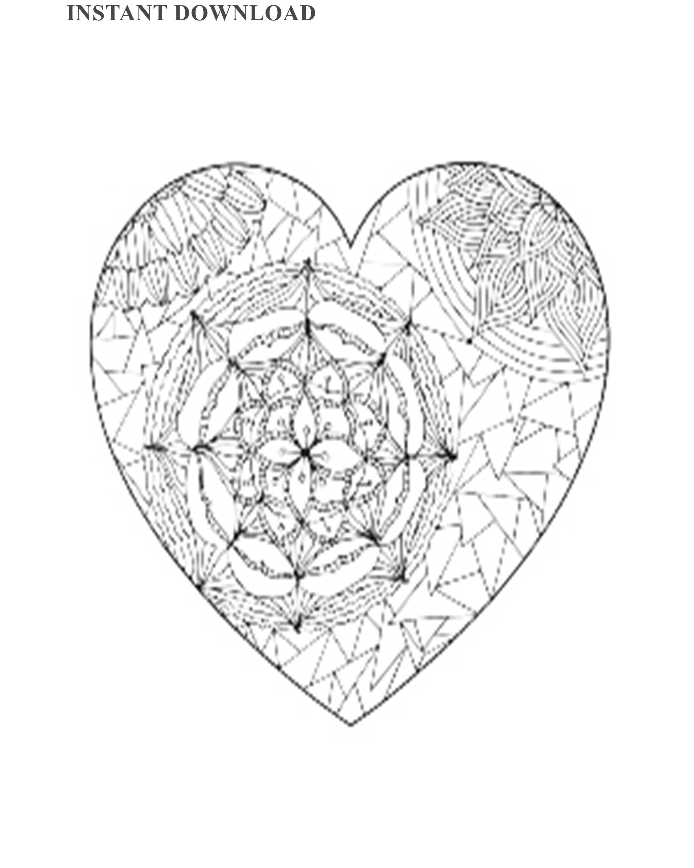 Printable Heart Mandalas Coloring Bundle, 6 Adult Coloring Pages ...