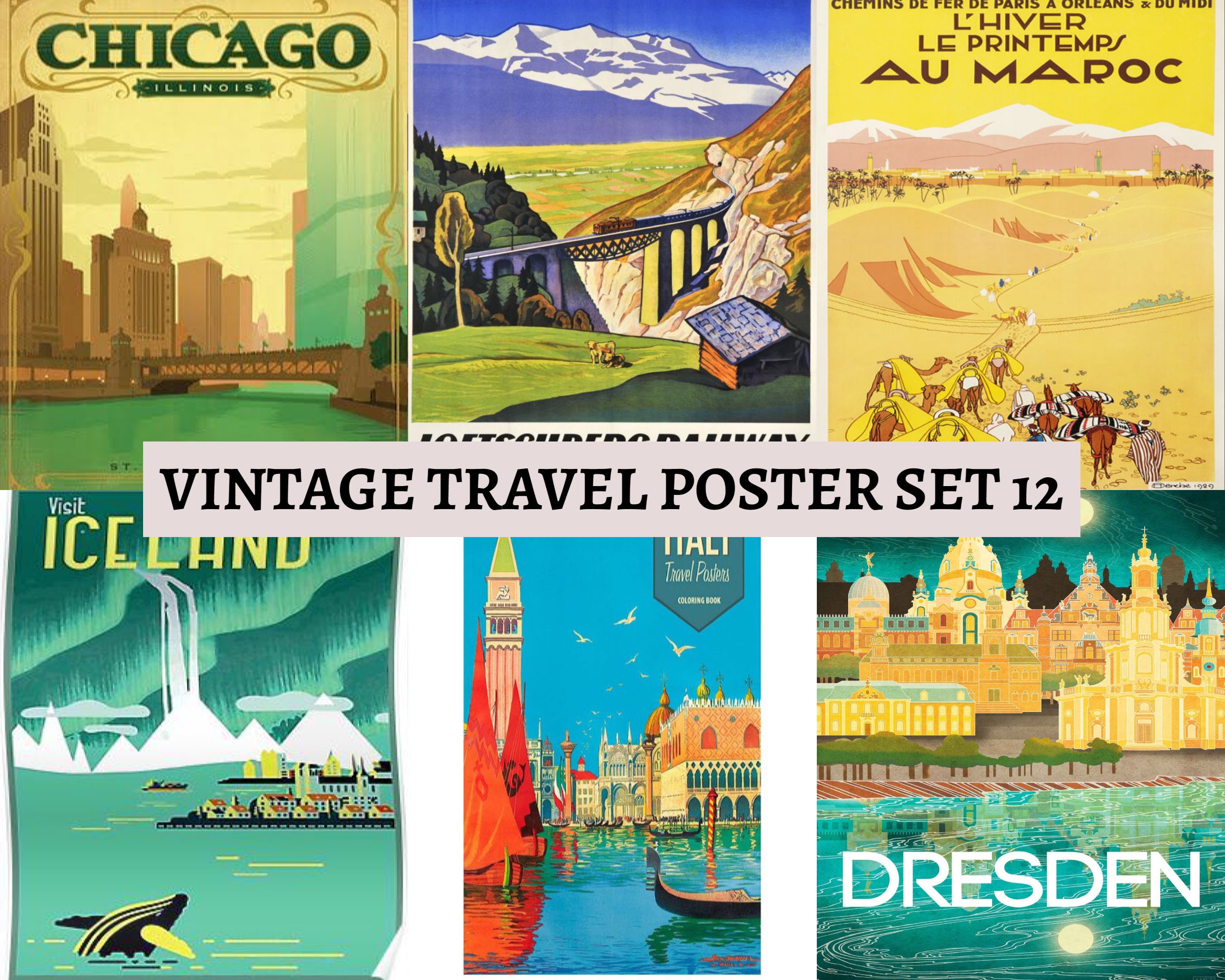 24 Vintage Travel Poster Images / Digital Download / Commercial Use ...