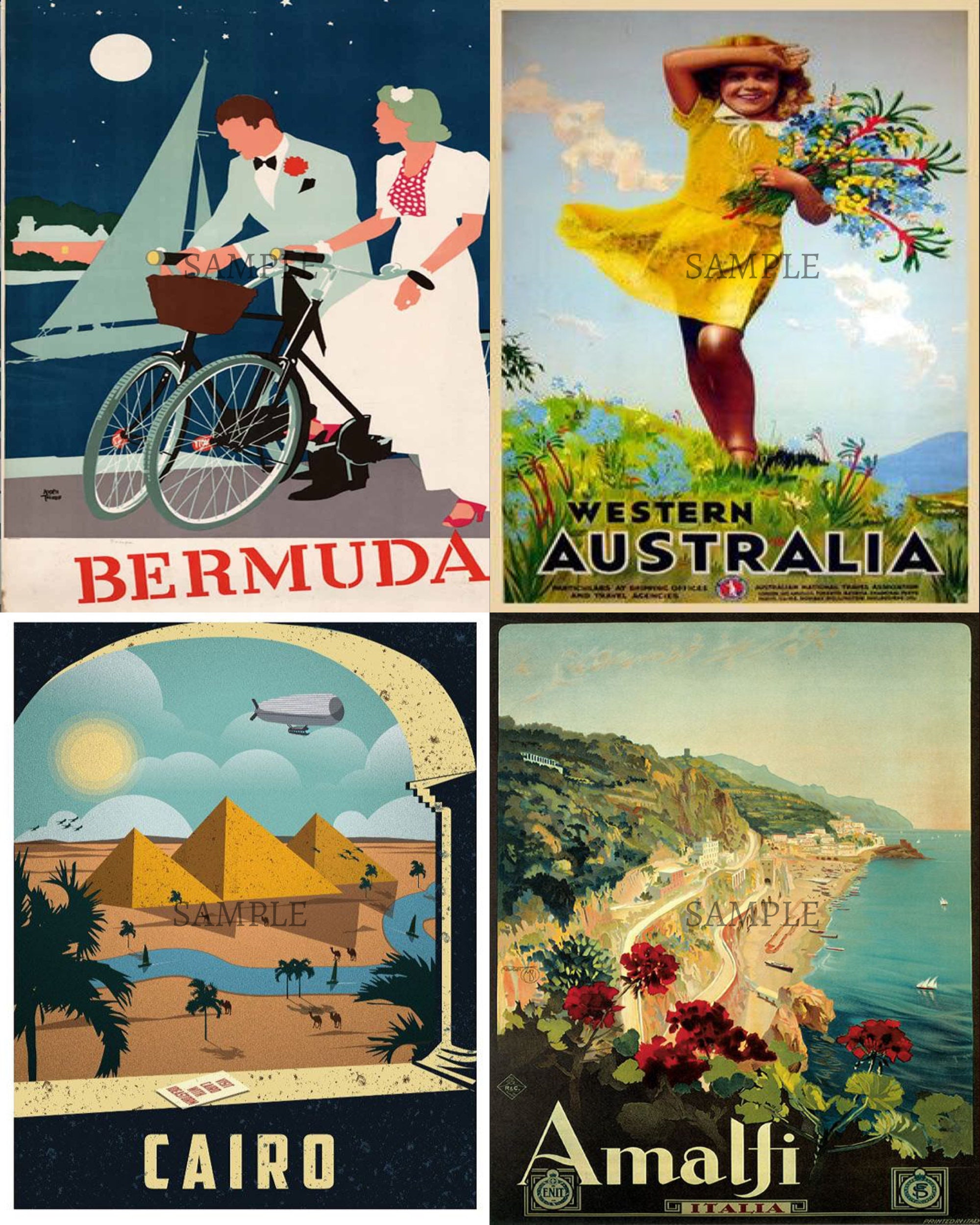 24 Vintage Travel Poster Images / Digital Download / Commercial Use ...