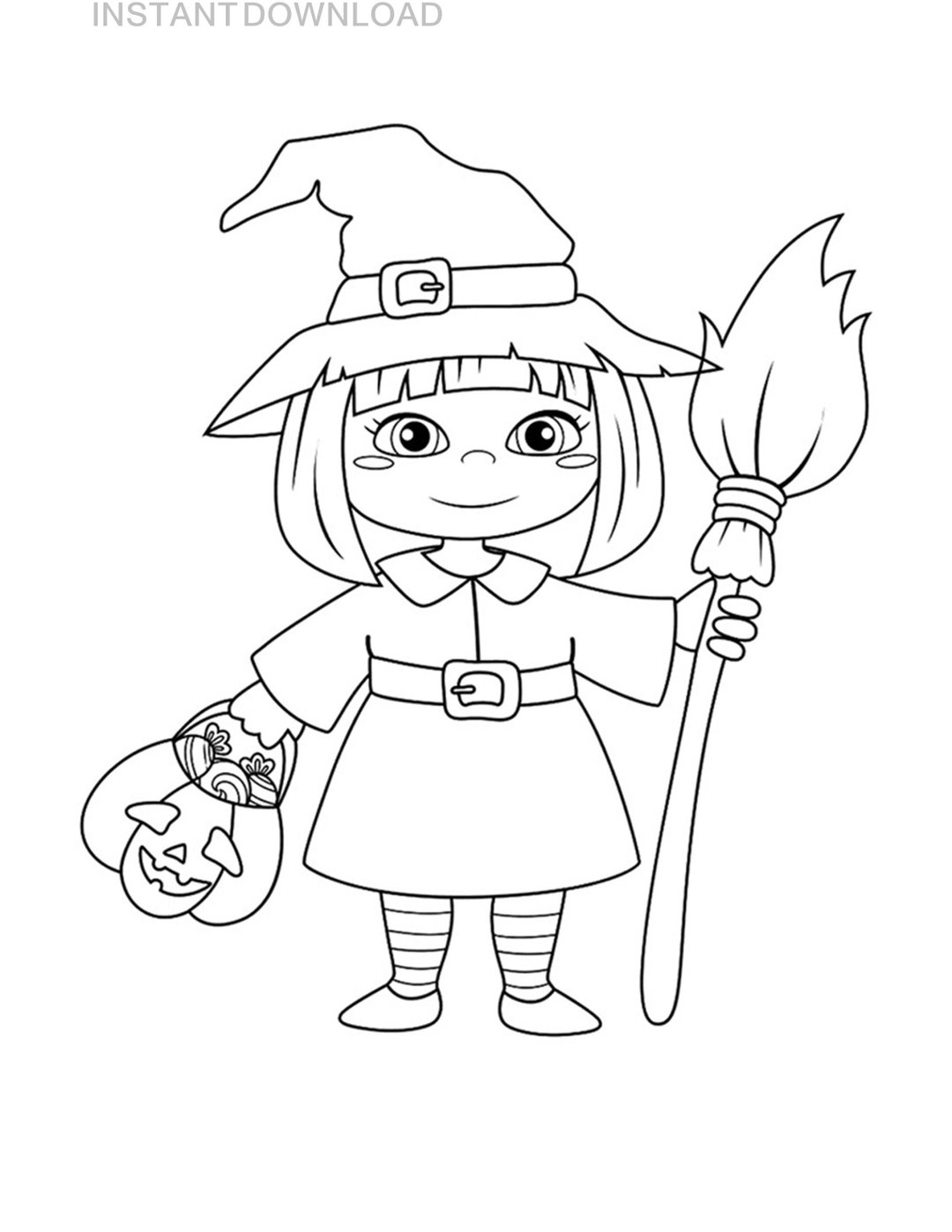 Printable Halloween Princess Coloring Page Plus Bonus, Instant Download ...