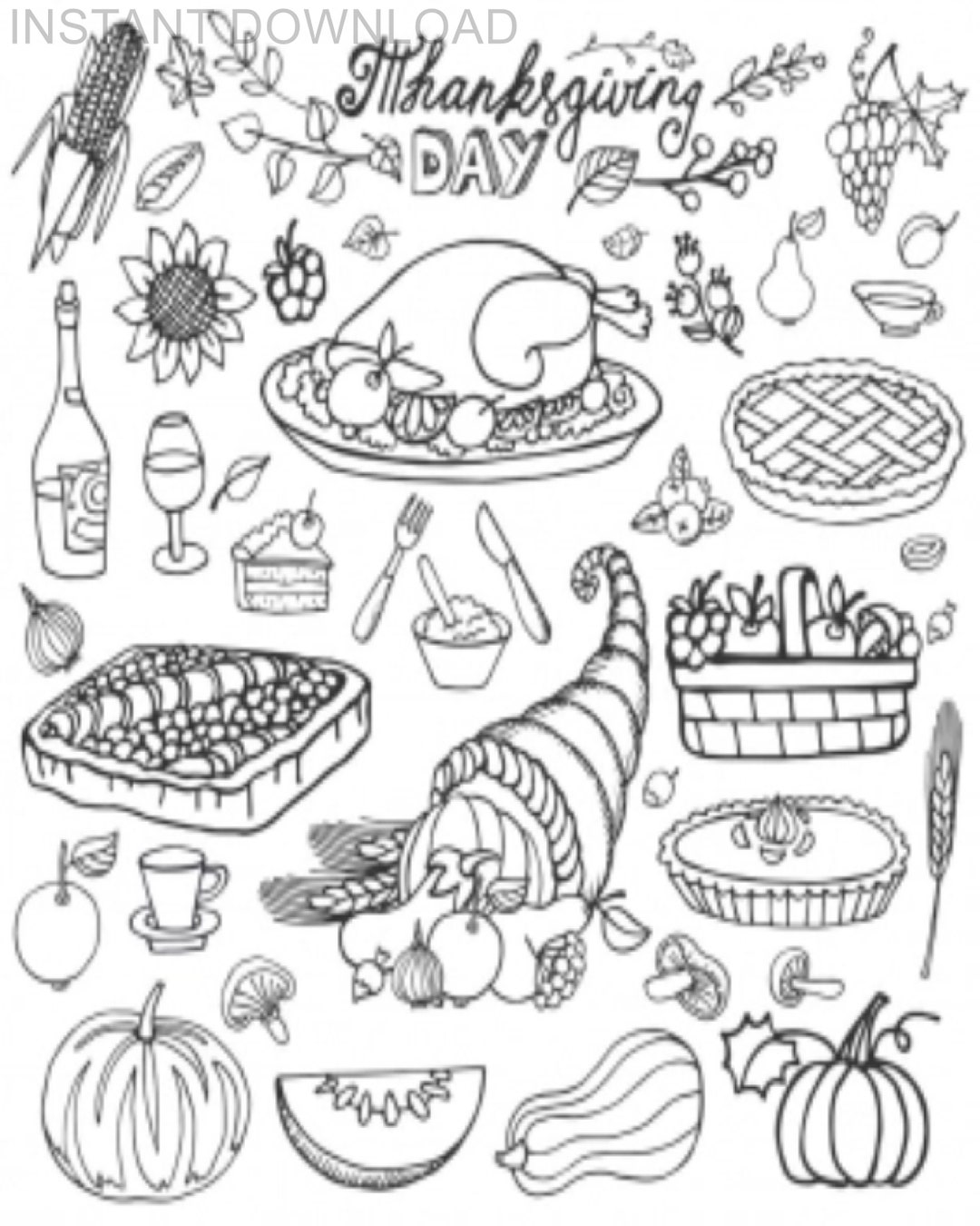 Thanksgiving Food Coloring Page