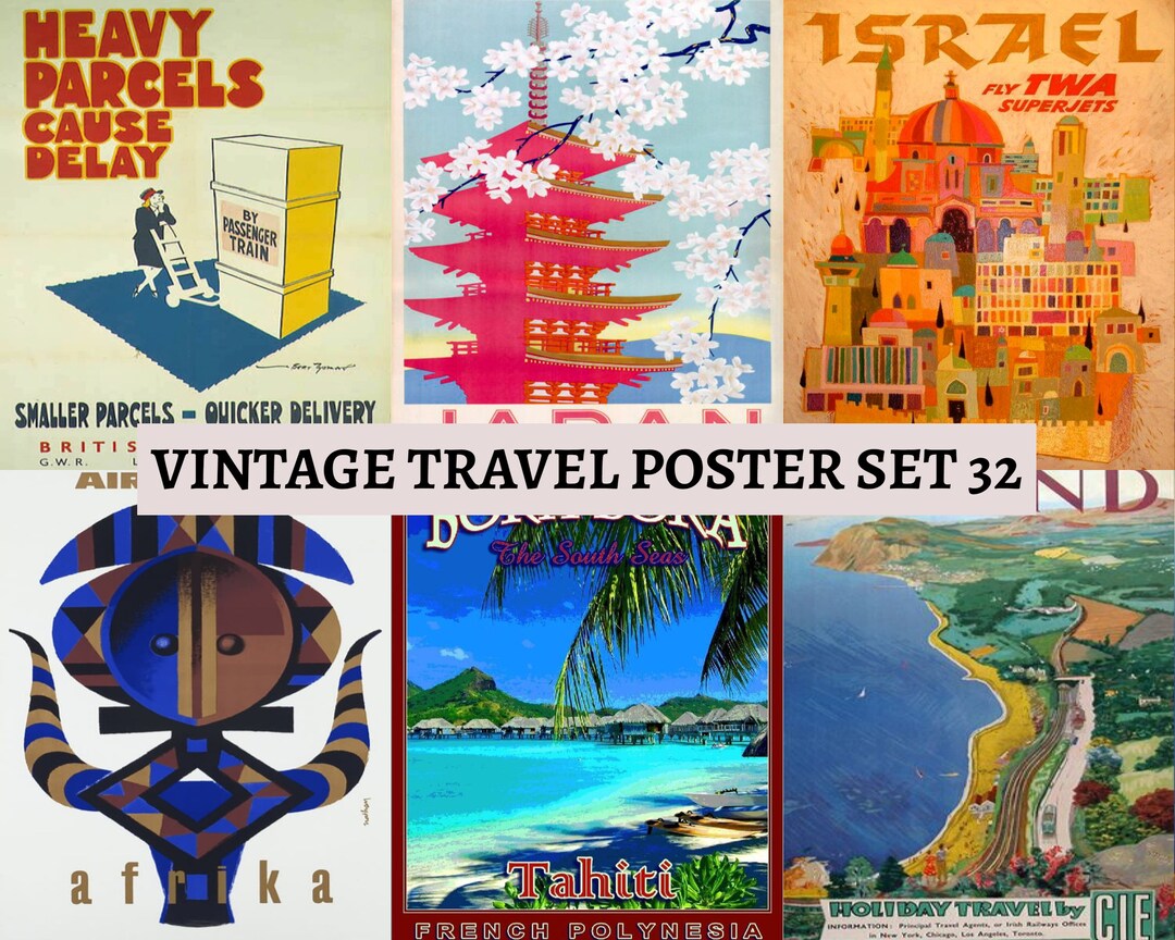 24 Vintage Travel Poster Images / Digital Download / Commercial Use ...