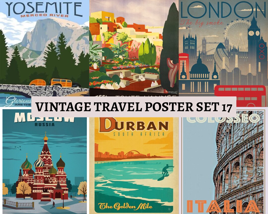 24 Vintage Travel Poster Images / Digital Download / Commercial Use ...