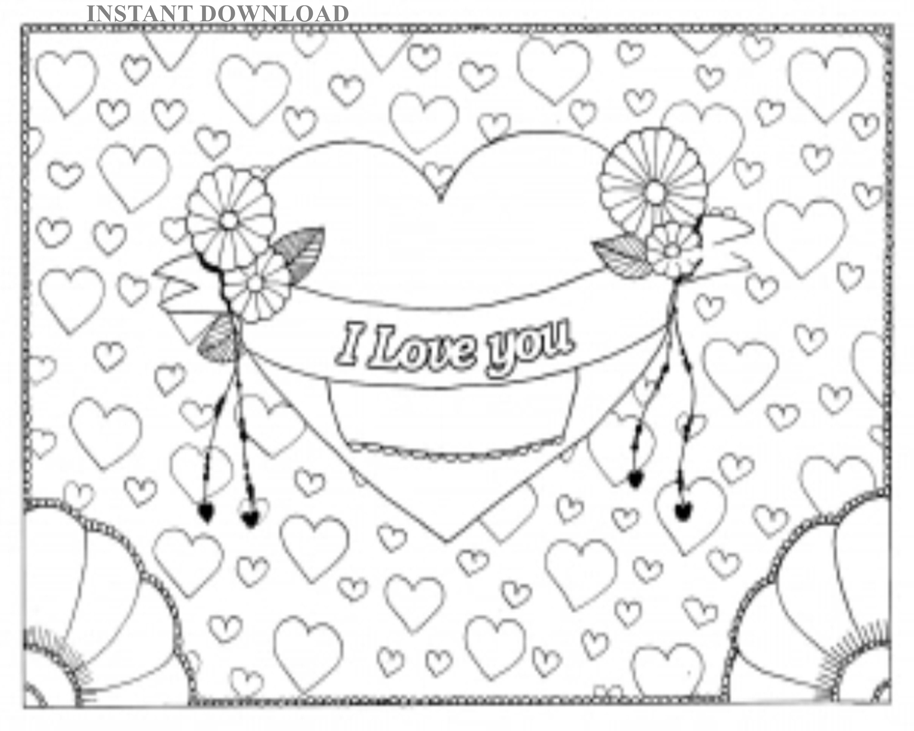 Printable I Love You Valentine Coloring Sheet/instant Download/digital ...