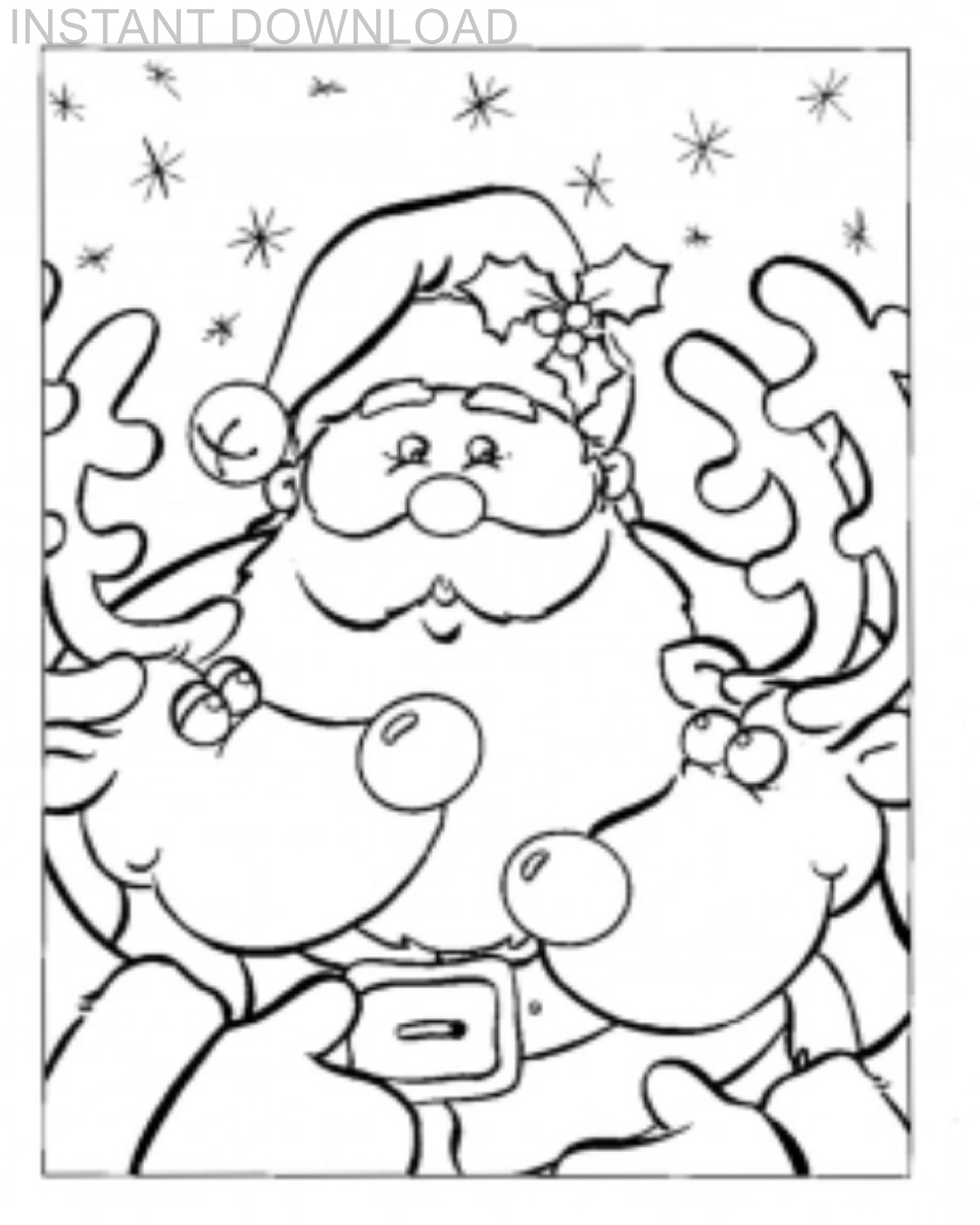 Pictures Of Santa Claus And Reindeer To Color