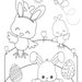 Printable Easter Bunnies, Chic & Eggs Coloring Page Instant Download ...