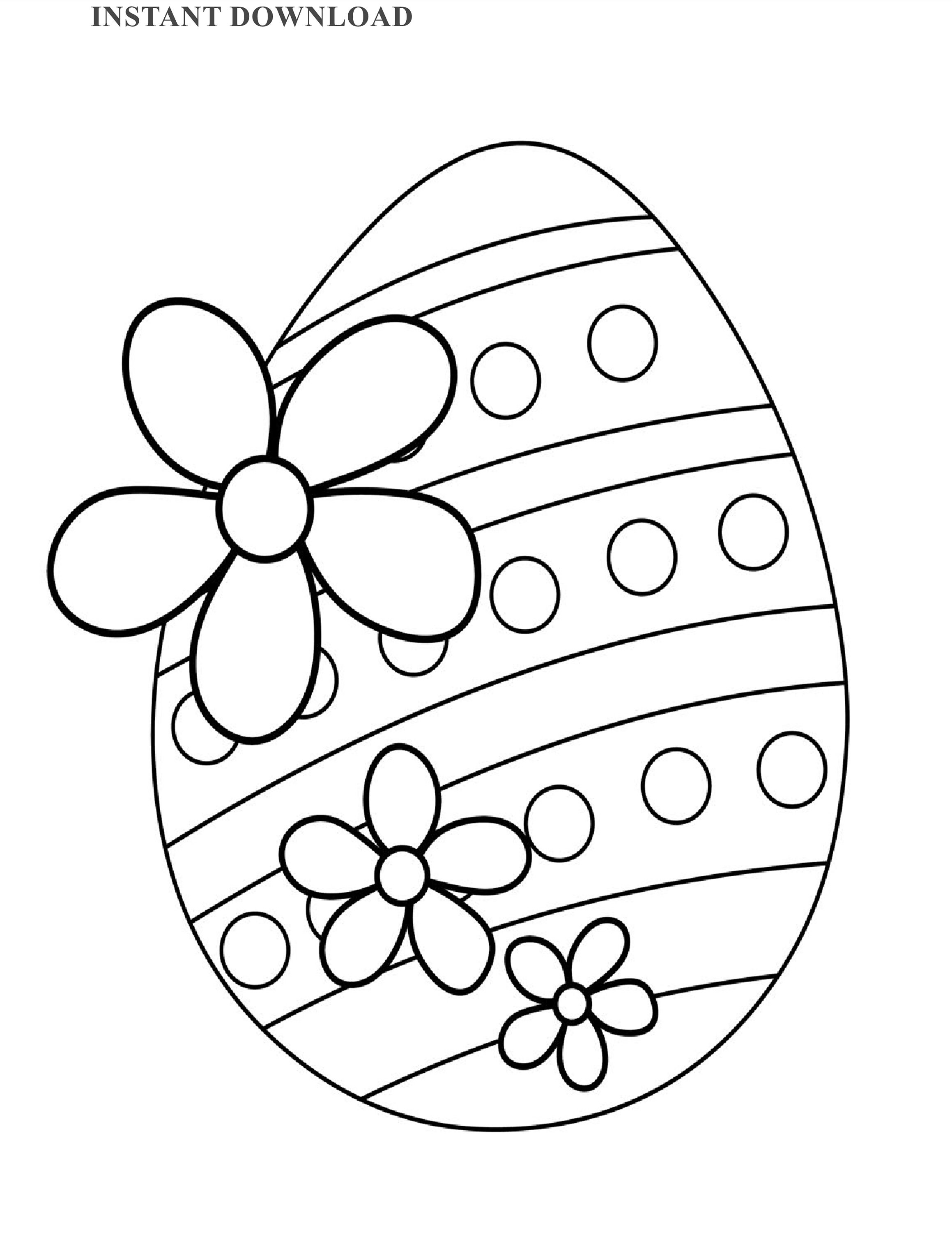 Printable Easter Eggs With Flowers Coloring Page Instant Download ...