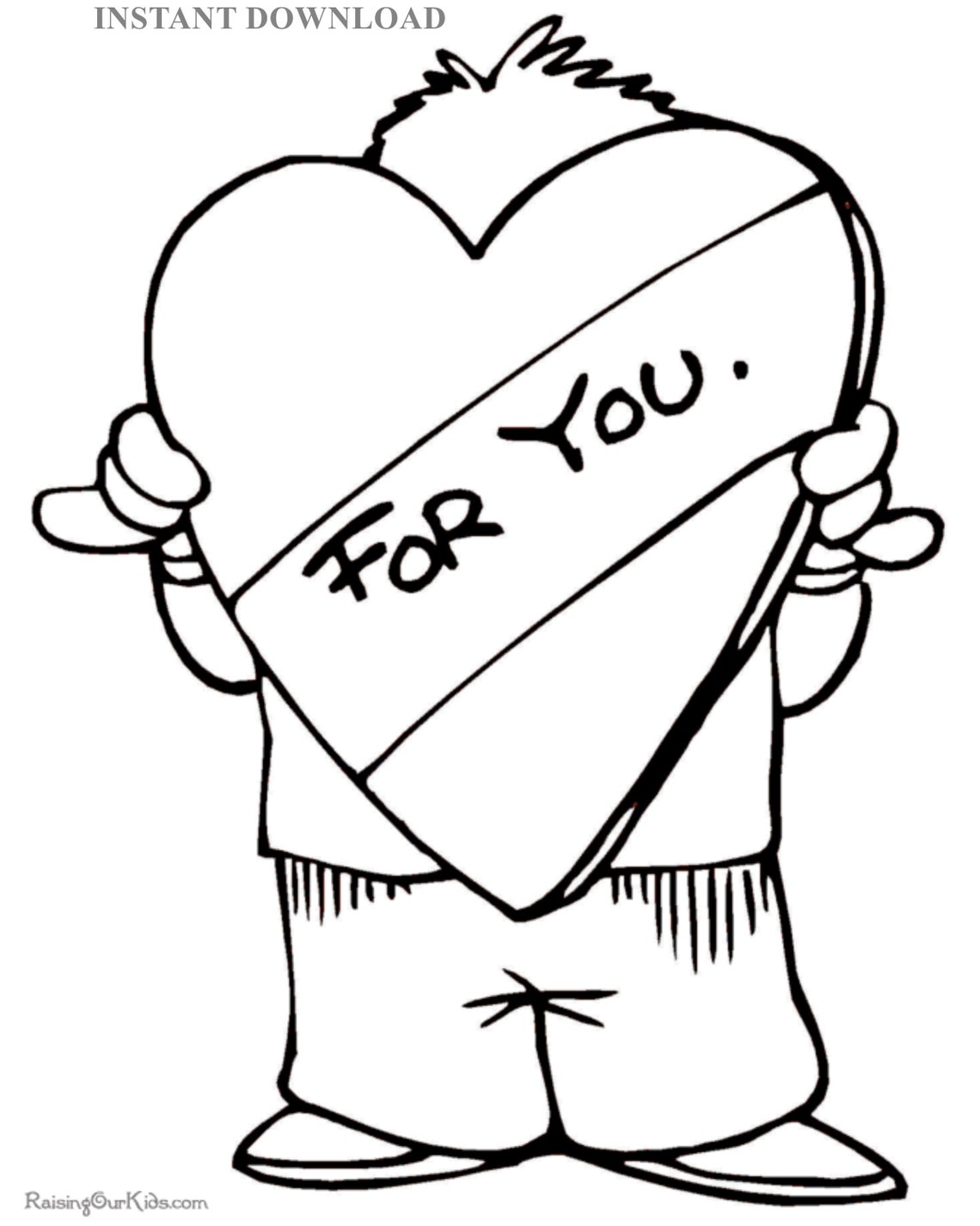 Printable for You Heart Valentine Coloring Sheet/instant Download ...