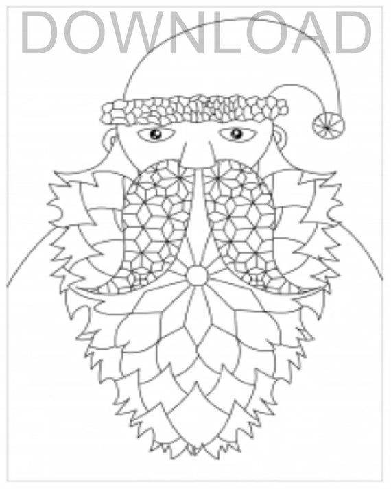 Printable 8 X 10 Santa's Bust Coloring Page/instant | Etsy
