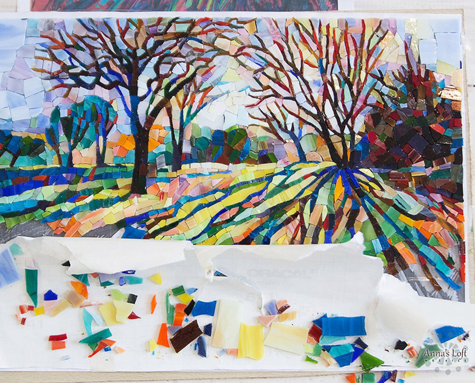 Mosaic wall art Trees Nature inspired stained | Etsy