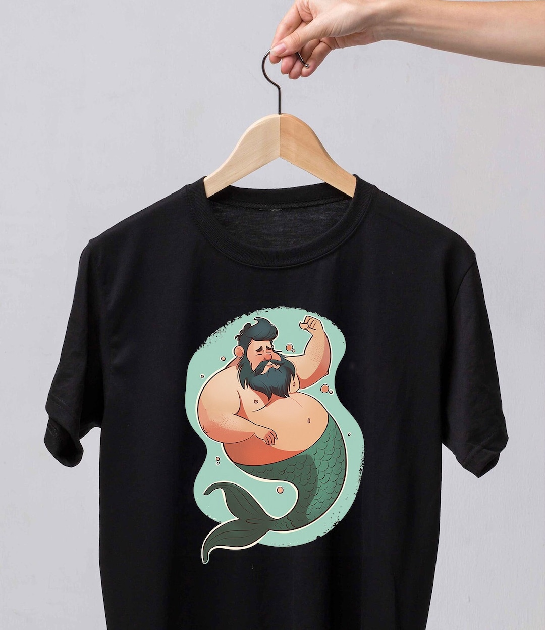 Chubby Fat Merman T-shirt Bearded Plus Size Merman T-shirt Plus Size ...