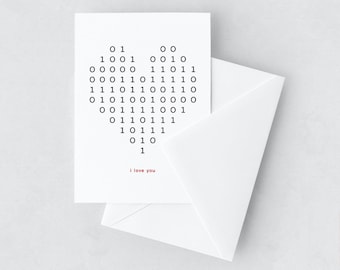 You Compute Me Retro Computer I Love You Card With Binary Heart 100% ...