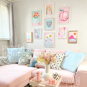 Pastel Summer Gallery Wall Print Set / A3 X3 , A4 X5, 8x10 X1 / Pink ...