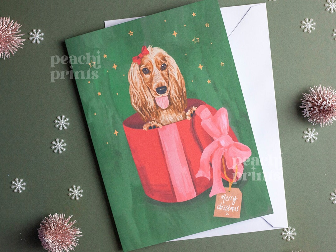 Cocker Spaniel Christmas Card Retro Xmas Cards Cat Lover - Etsy