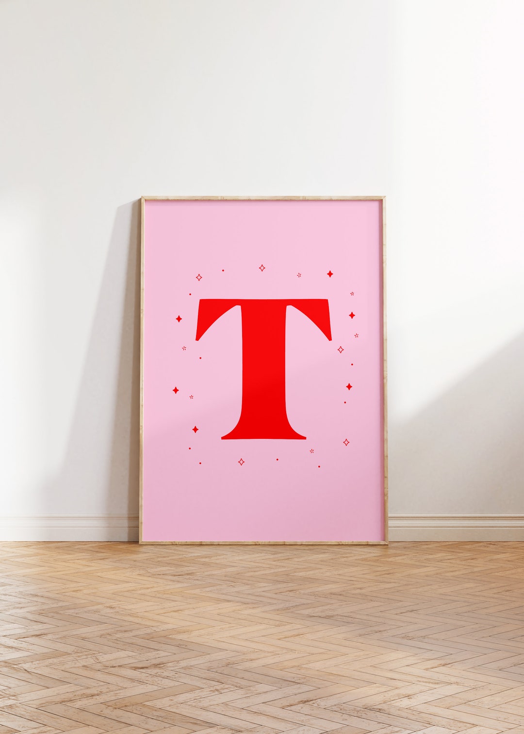 Red Letter Art Print: Pink Colour Clash Wall Decor - Etsy