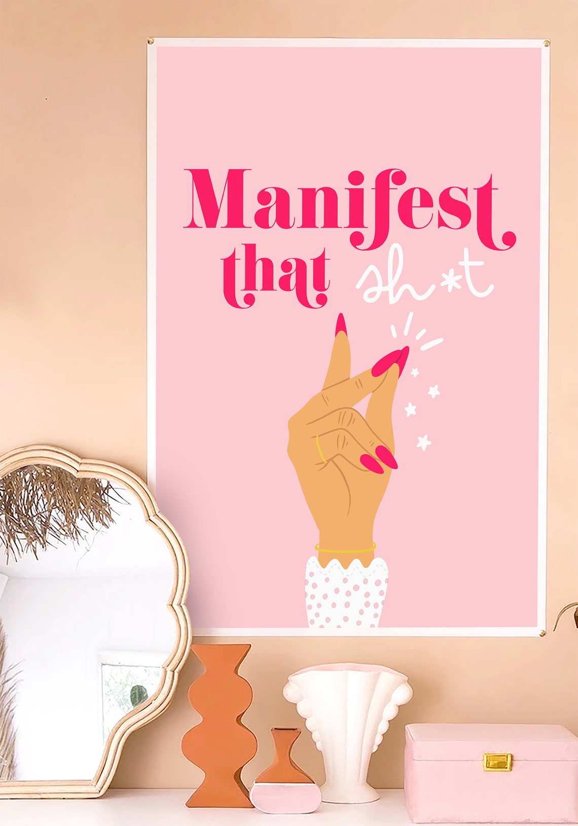 Manifest Hand Print / Bedroom Print / Self Love / Pink / - Etsy