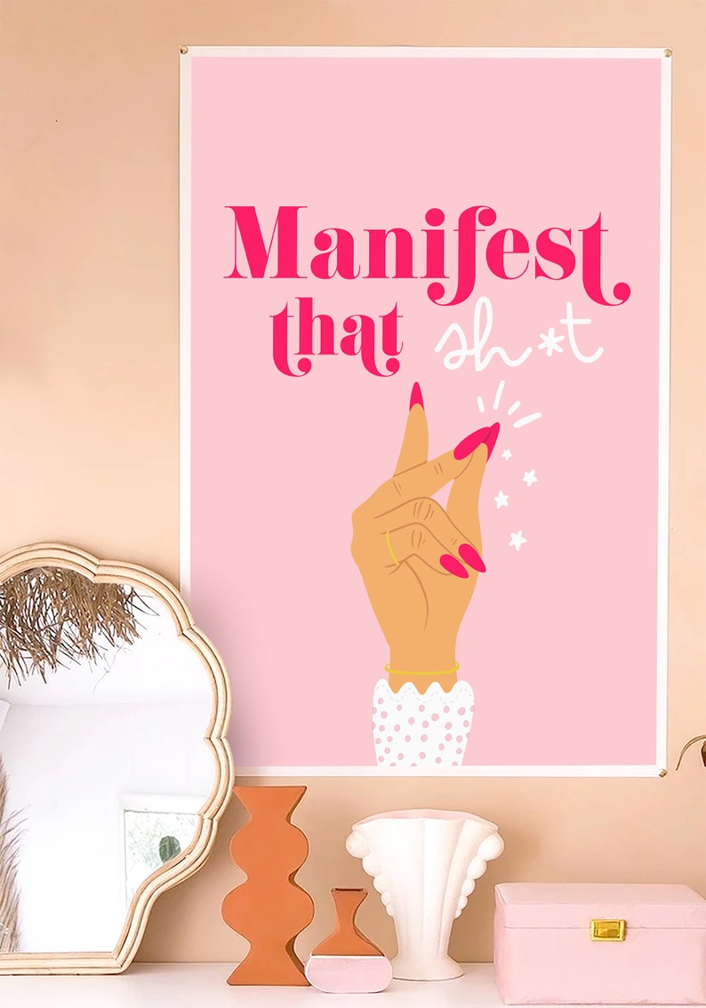 Manifest Hand Print / Bedroom Print / Self Love / Pink / - Etsy