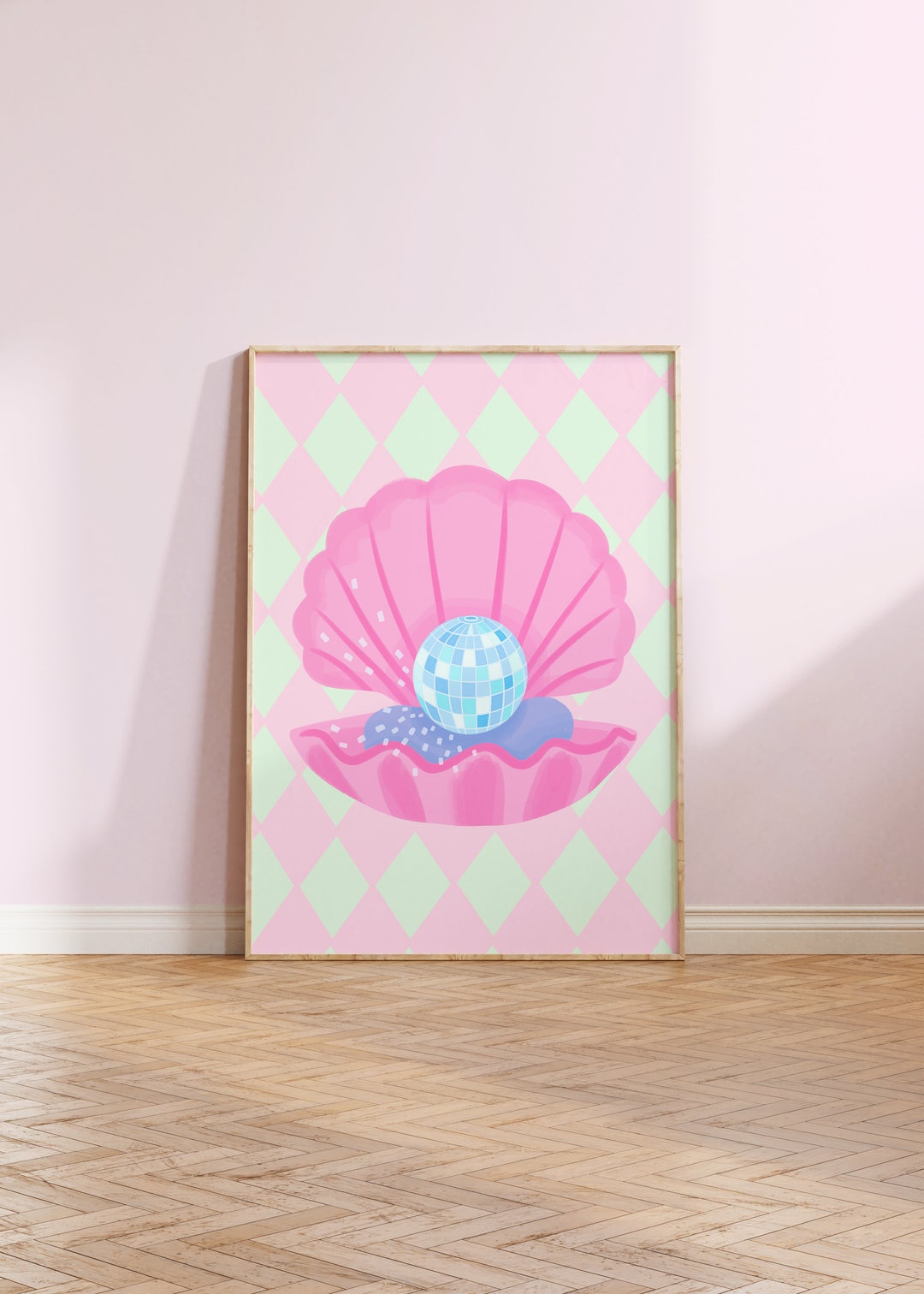 Pink Clam Shell Print Bedroom Prints Sea Shell Art Pastel Pink Prints ...