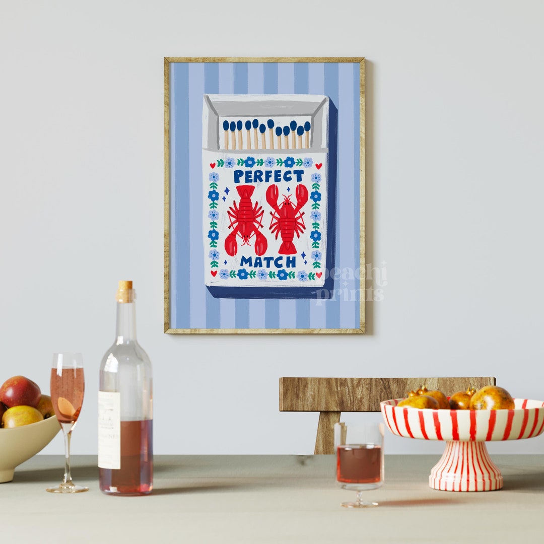 Retro Matchbox Print Kitchen Wall Art Retro Food Art Lobster Poster ...