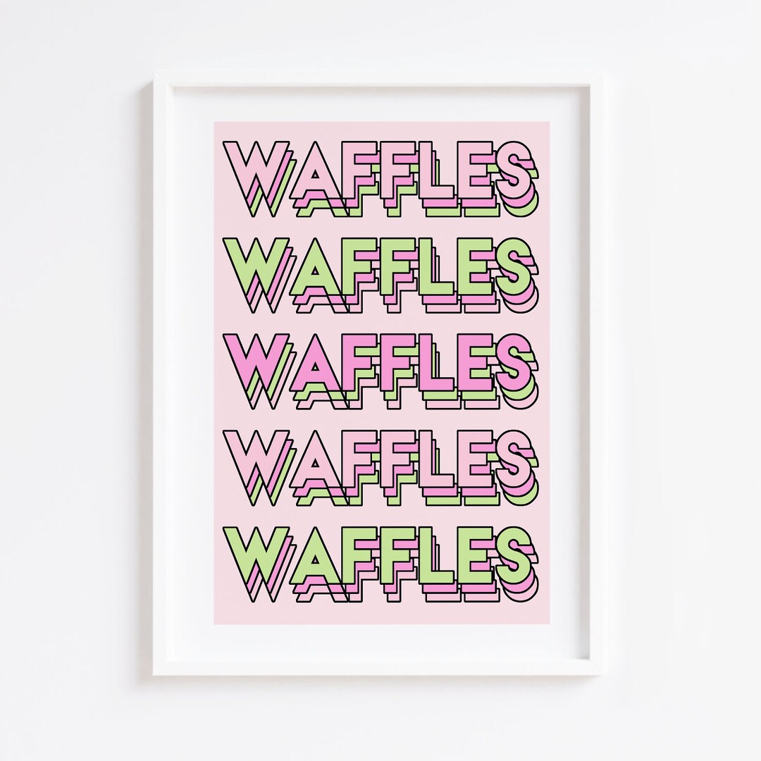 WAFFLES Print Kitchen Prints Kitchen Decor Food Trendy Colourful Bold ...