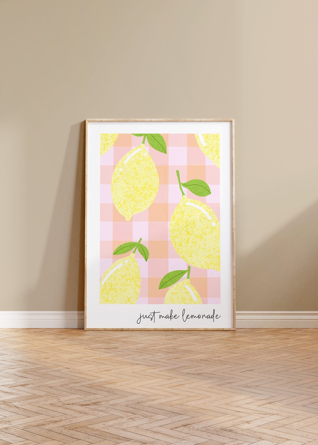 Lemon Gingham Print: Trendy Kitchen Wall Art - Etsy