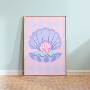Pink Clam Shell Print Bedroom Prints Sea Shell Art Pastel Pink Prints ...